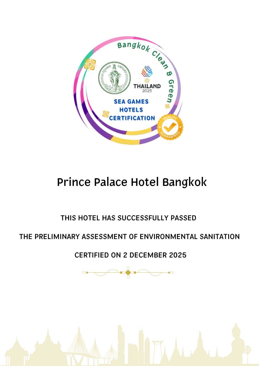 Prince Palace Hotel Bangkok Achieves “Bangkok Clean & Green – SEA Games ...